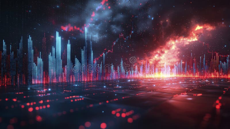 Cosmic Data Waves in Celestial Colors Stock Illustration - Illustration ...