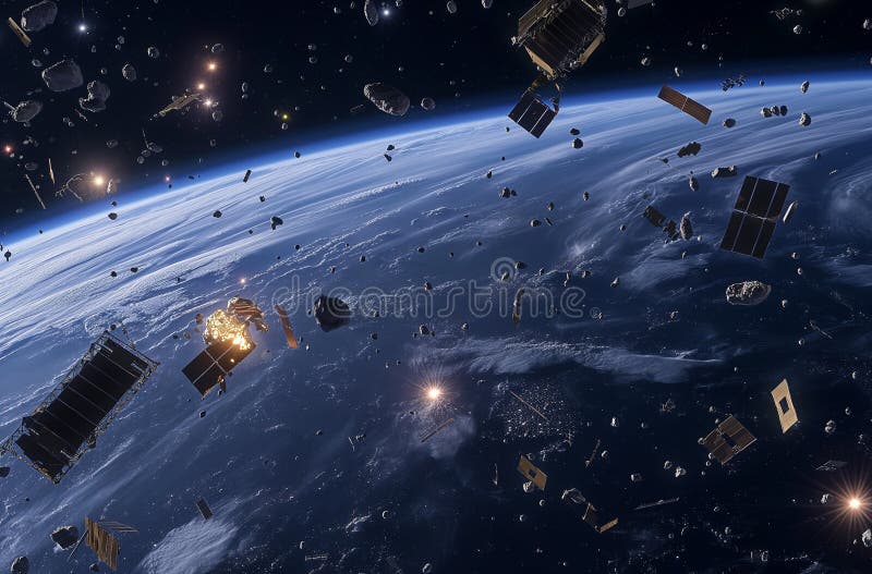 Cosmic Debris Surrounding Earth Stock Photo - Image of digital, depth ...