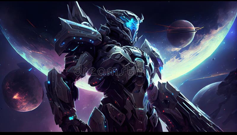 Cosmic Defender, Digital Art Illustration, Generative AI Stock ...