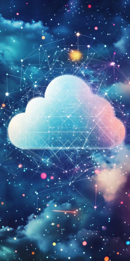 Cosmic Digital Cloud Network: Abstract Technological Visualization of ...