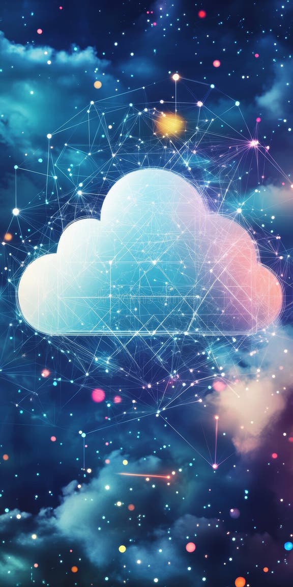 Cosmic Digital Cloud Network: Abstract Technological Visualization of ...