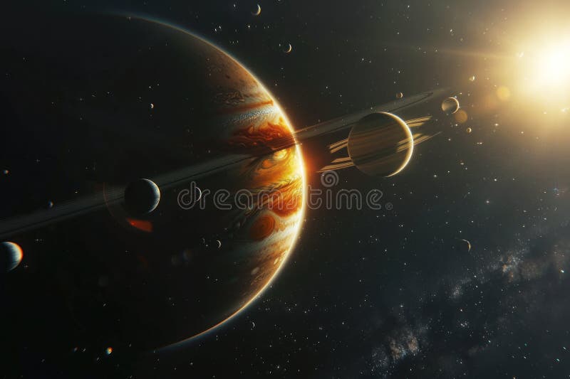 A Cosmic Display of Planets Aligned in Space with Stars Stock Image ...