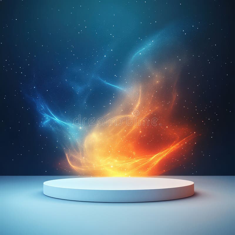 Cosmic Display Platform with Nebula and Stars Background Stock ...