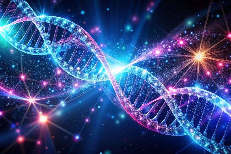 Cosmic DNA Double Helix in Space Stock Illustration - Illustration of ...