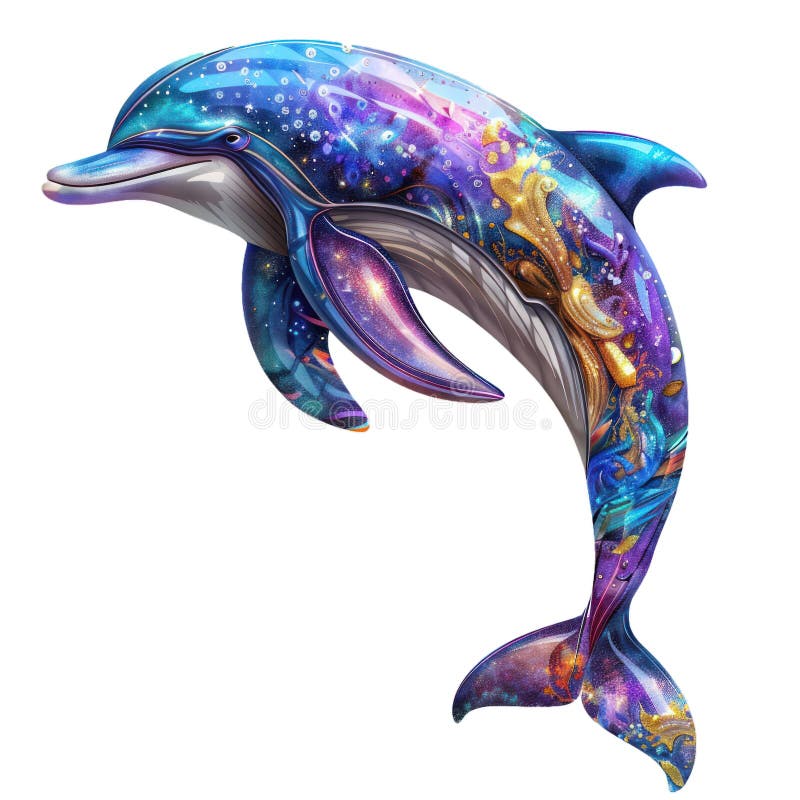 Cosmic Dolphin is Jumping with a Galaxy Pattern Stock Illustration ...