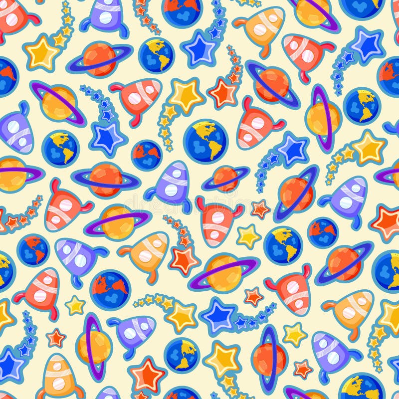 Cosmic Doodle Seamless Pattern Stock Vector - Illustration of infinity ...