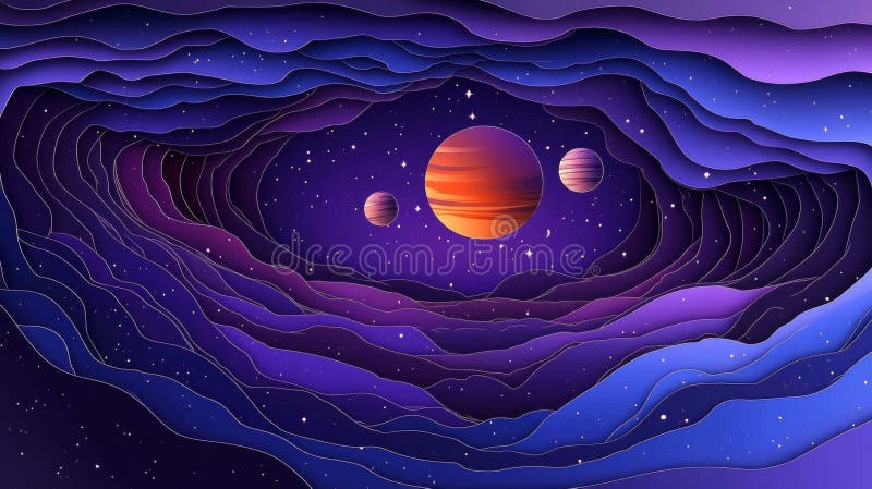 Cosmic Dreamscape: Layered Paper Art of a Galaxy Stock Illustration ...