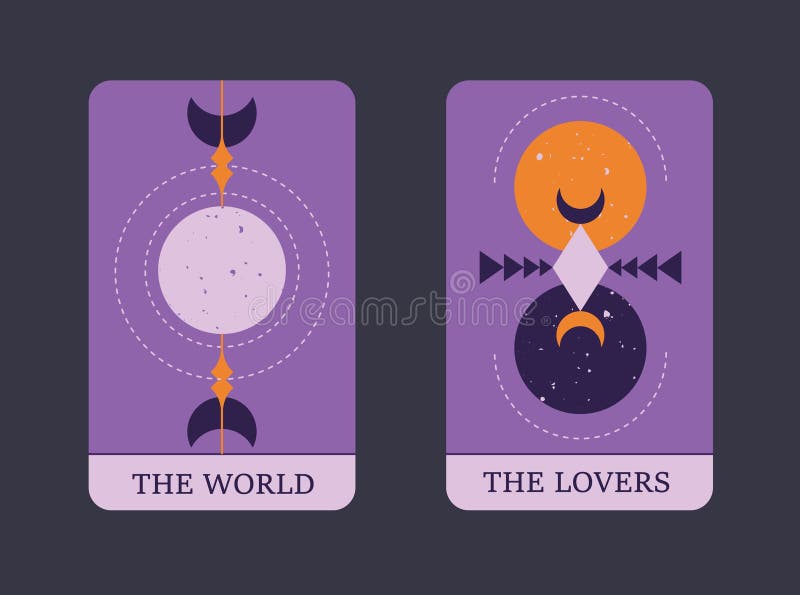 Cosmic Duality, the World and Lovers Minimalist Stock Illustration ...