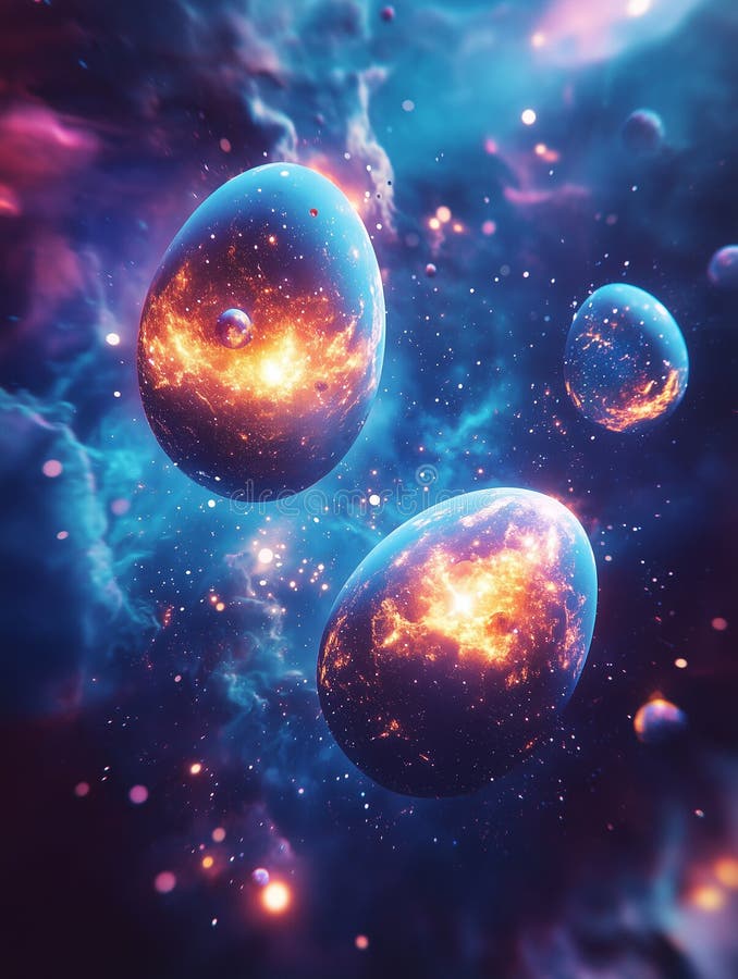Colorful Easter Eggs Floating Cosmic Landscape Stock Photos - Free ...
