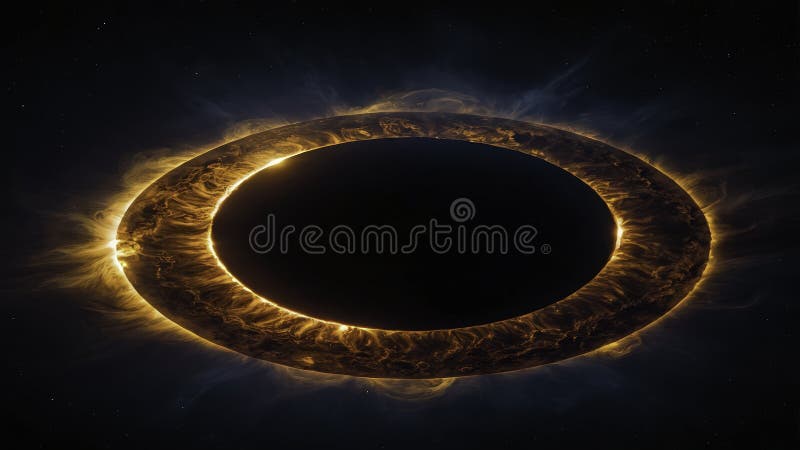Cosmic Eclipse ,Burning Circles on a Black Background Stock Photo ...