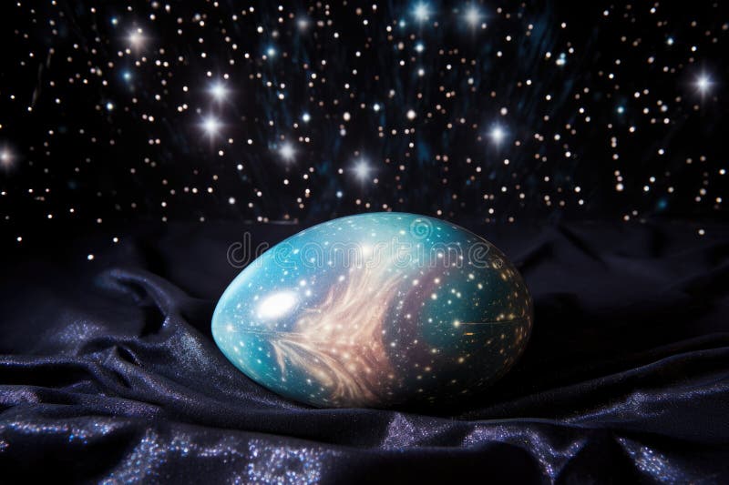A Cosmic Egg Lying on a Bed of Glittering Stars Stock Image - Image of ...