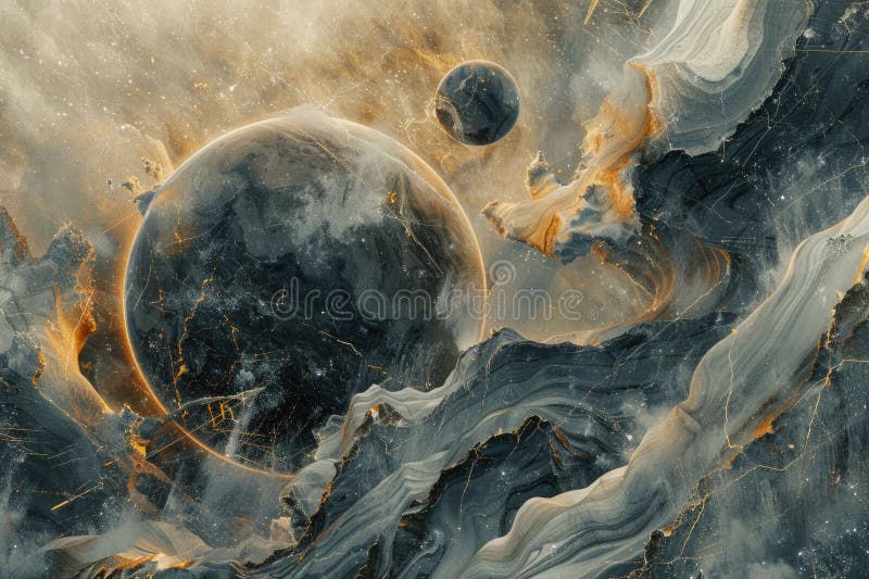 Cosmic Elements Like Stars and Planets Embedded in Marble Textures ...