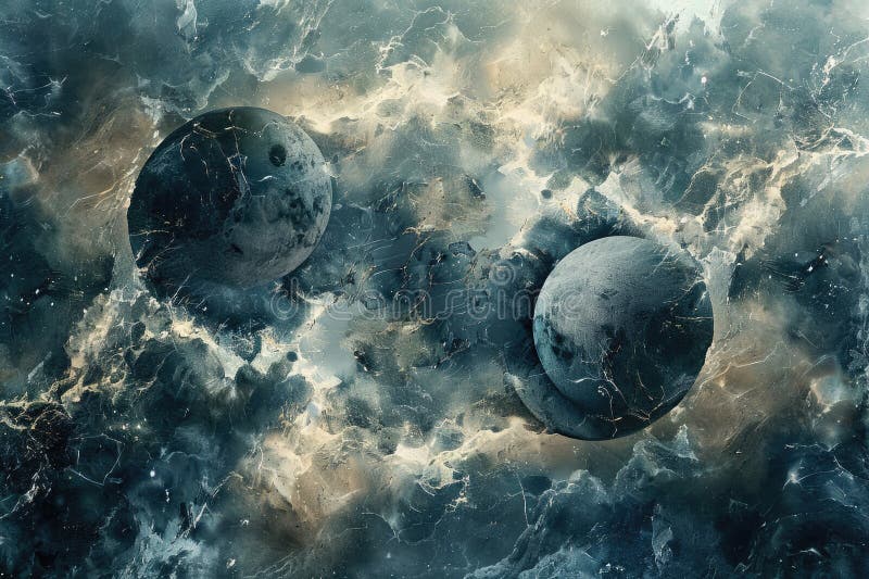 Cosmic Elements Like Stars and Planets Embedded in Marble Textures ...