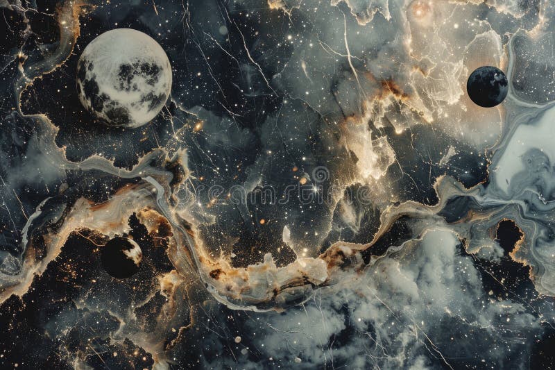 Cosmic Elements Like Stars and Planets Embedded in Marble Textures ...