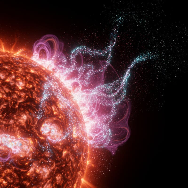 Cosmic Energy Burst: Pink and Blue Plasma Explosion Stock Illustration ...