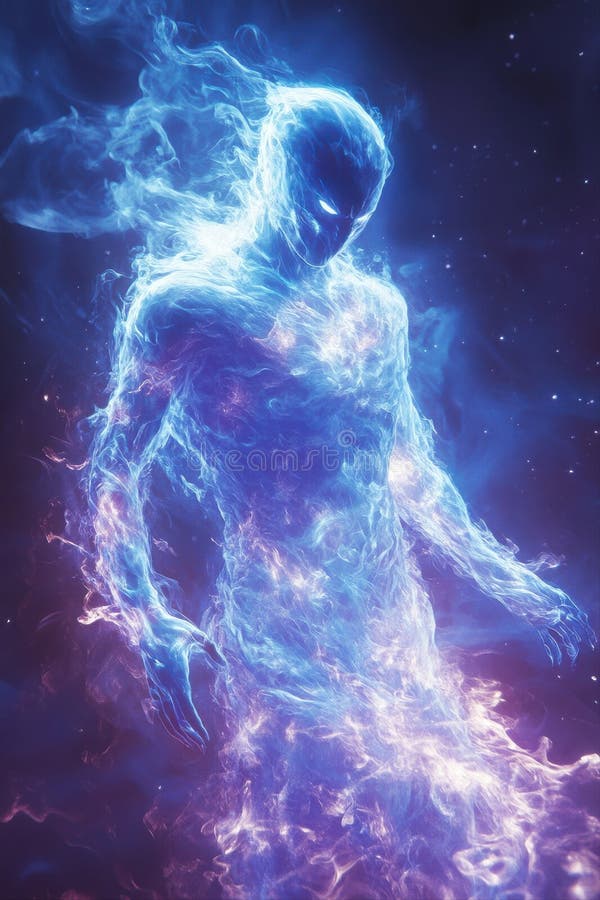 Cosmic Energy and Ethereal Presence. a Glowing Figure Made of Energy ...