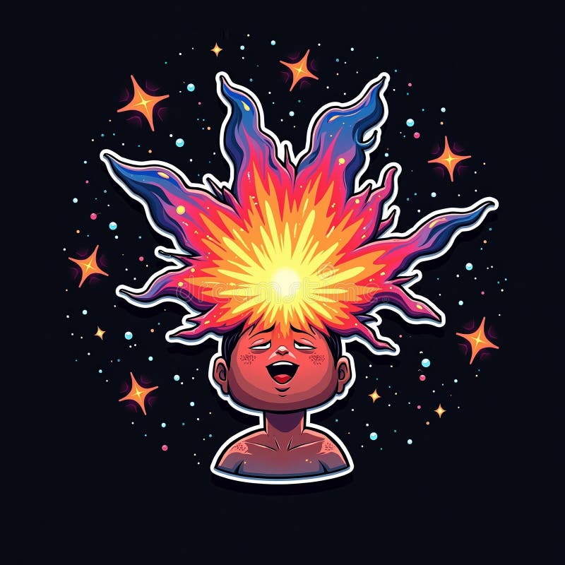 Cosmic Energy Exploding from Head Stock Illustration - Illustration of ...