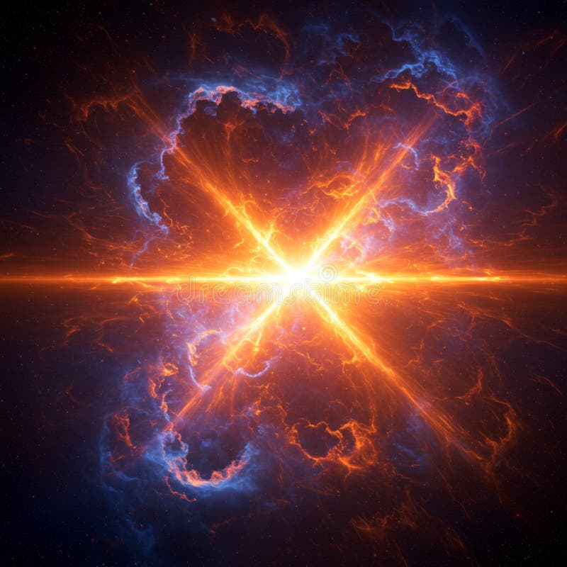 Cosmic Energy Explosion: Fiery Nebula in Space Stock Illustration ...
