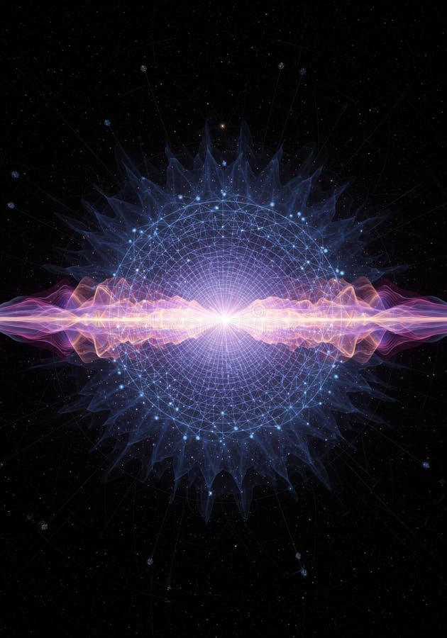 Cosmic Energy Explosion in Space: Purple Blue Nebula Stock Illustration ...