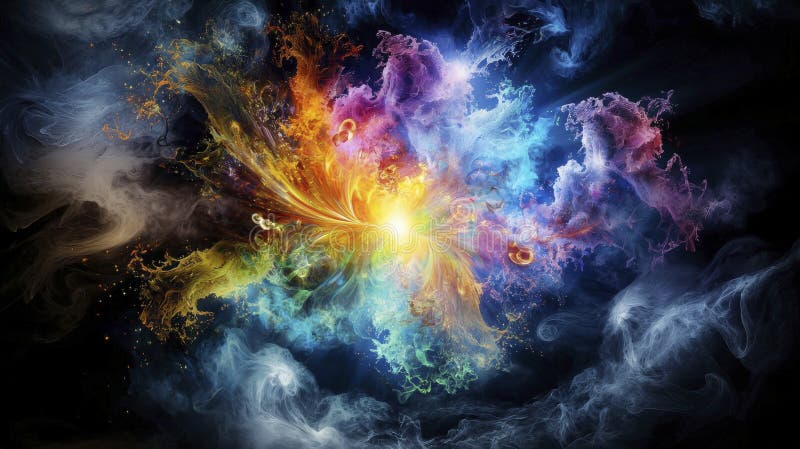 Cosmic Energy Explosion Universe Digital Art Vibrant Abstract ...