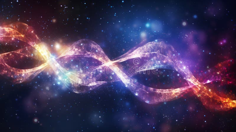 Cosmic Energy Interlaced with Digital Particles Forming Abstract ...