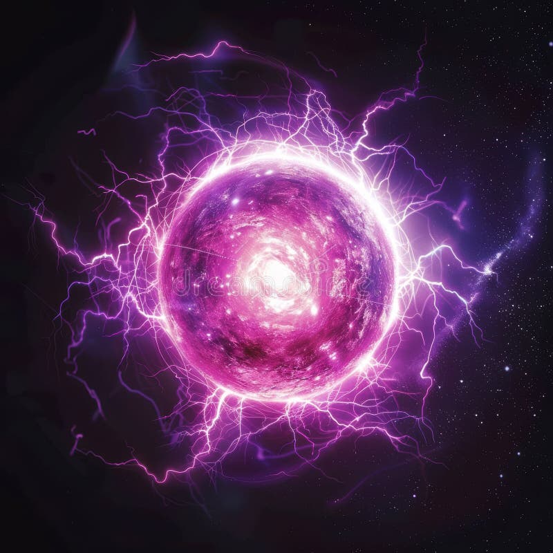 Cosmic Energy Sphere with Lightning Stock Illustration - Illustration ...
