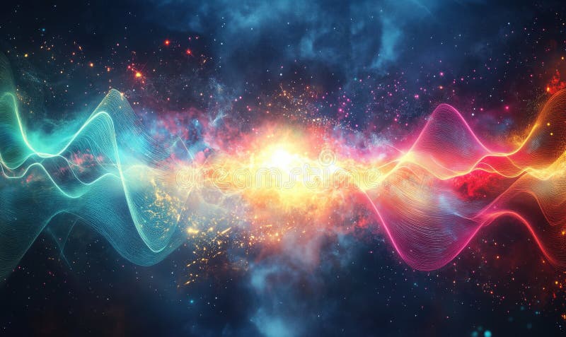 Cosmic Energy Waves Vibrant Colors Creating Stunning Visual Effect ...
