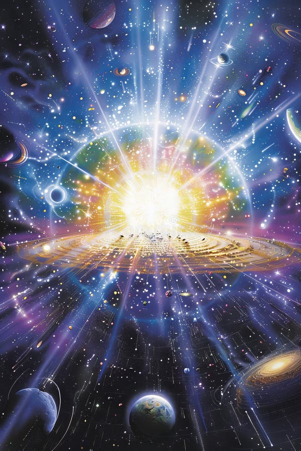 Cosmic Enlightenment - Planetary Orbits and Starburst Stock Photo ...