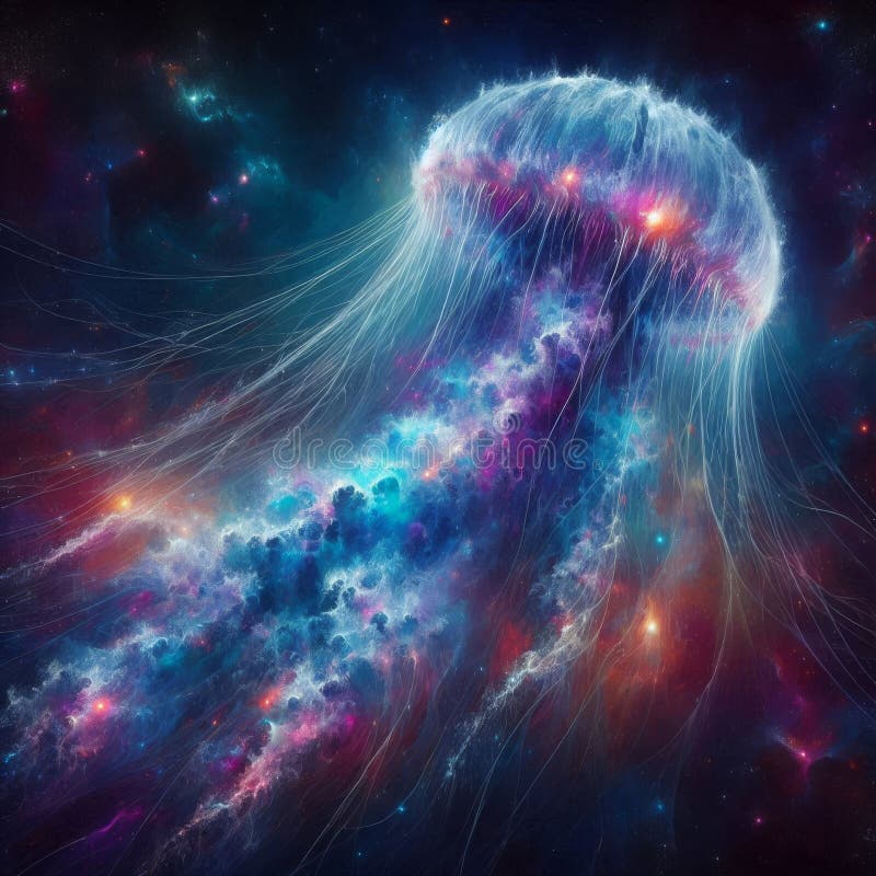 Cosmic Entity with Glowing Pink Pulses Stock Illustration ...