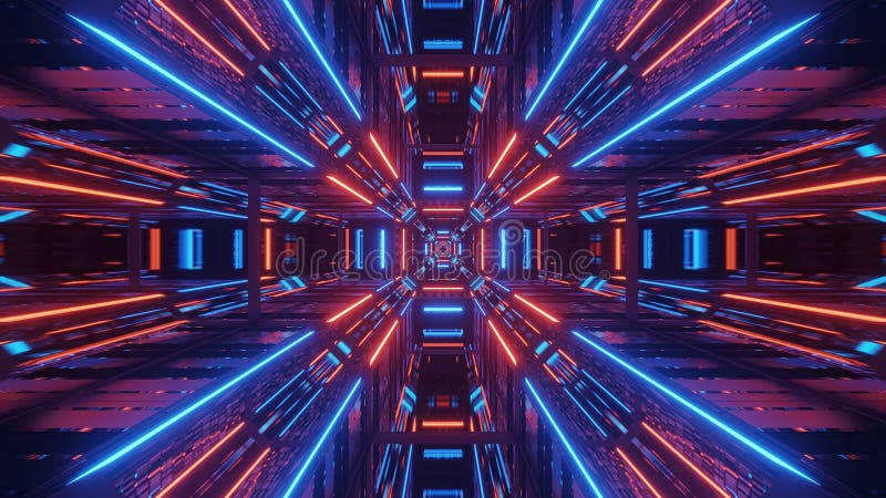 Cosmic Environment with Colorful Neon Laser Lights Stock Illustration ...