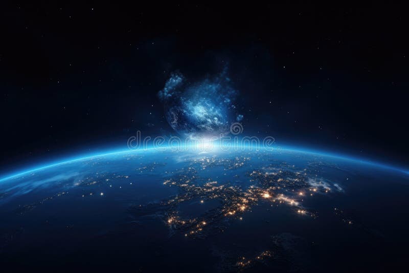 Cosmic Event Over Earth stock illustration. Illustration of milkyway ...