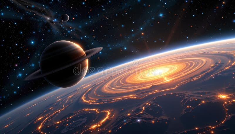 Cosmic Expanse, Left Planet, Solar System, Right Copy Space Stock ...