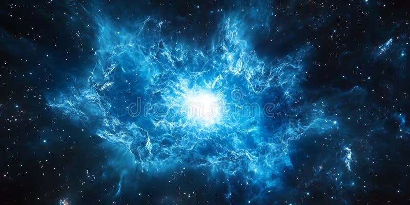 Cosmic Explosion of Blue Energy Waves for SciFi Artwork Digital ...