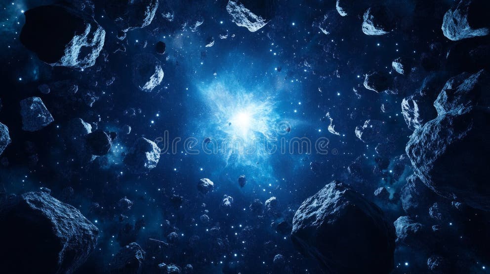 Cosmic Explosion: Blue Nebula with Glowing Energy and Celestial Debris ...