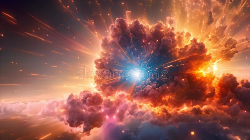 Cosmic Explosion in the Clouds Stock Video - Video of fantasy, rays ...