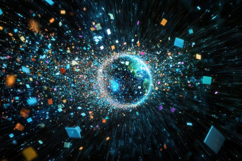 Cosmic Explosion of Digital Elements Virtual Universe Abstract Art ...