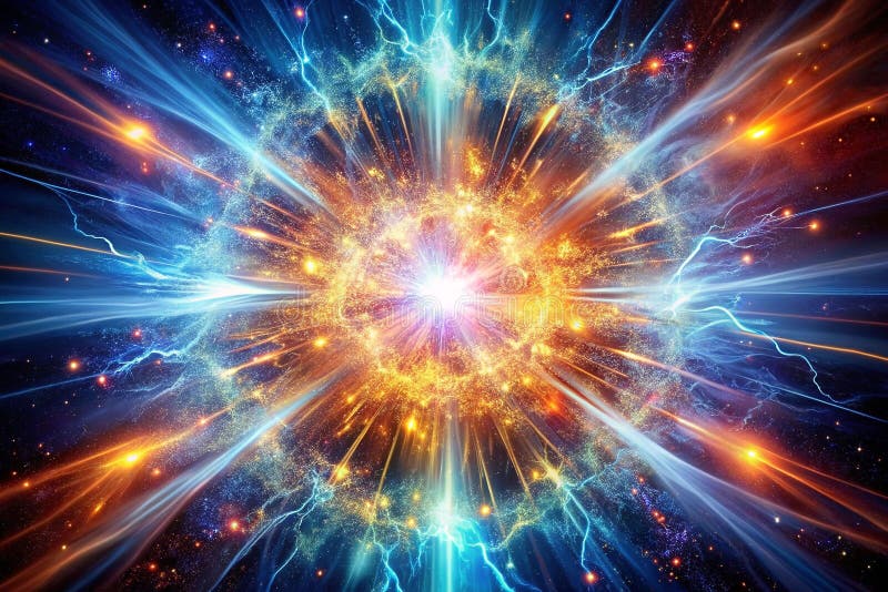 Cosmic Explosion, Energy Radiating Outwards, Deep Space, Vibrant Colors ...