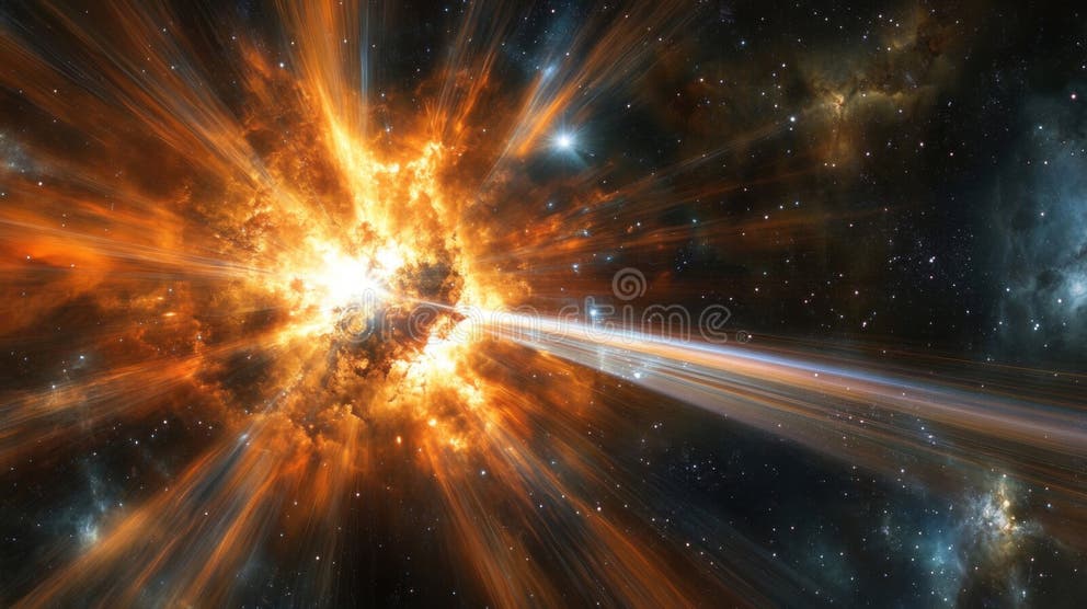 Cosmic Explosion: Fiery Light Rays in Space Stock Illustration ...