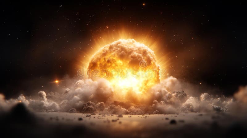 A Cosmic Explosion Creating a Fiery Shockwave with Clouds and Glowing ...