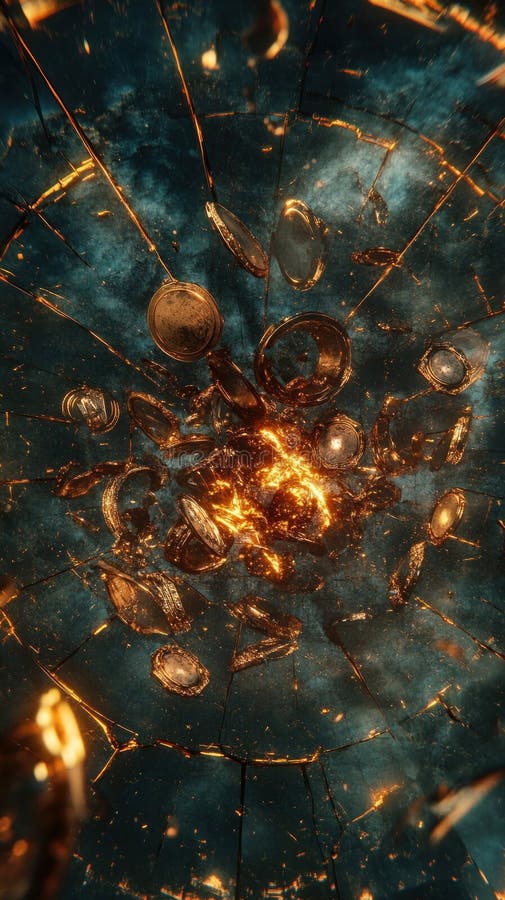 Cosmic Explosion with Golden Rings Stock Illustration - Illustration of ...