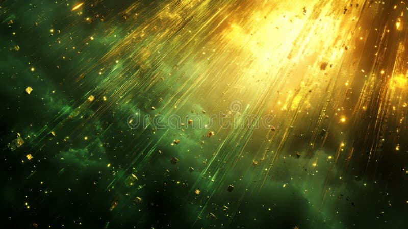 Cosmic Explosion in Green and Gold Nebula Stock Illustration ...