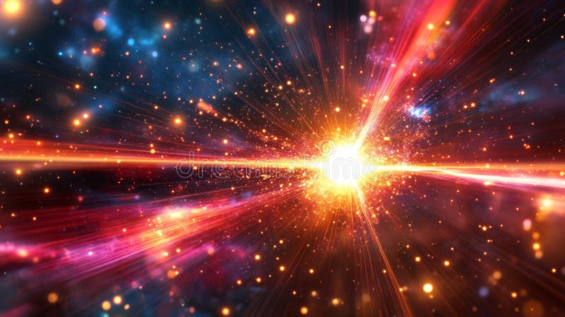 Cosmic Explosion Light Streaks and Nebula Stock Illustration ...
