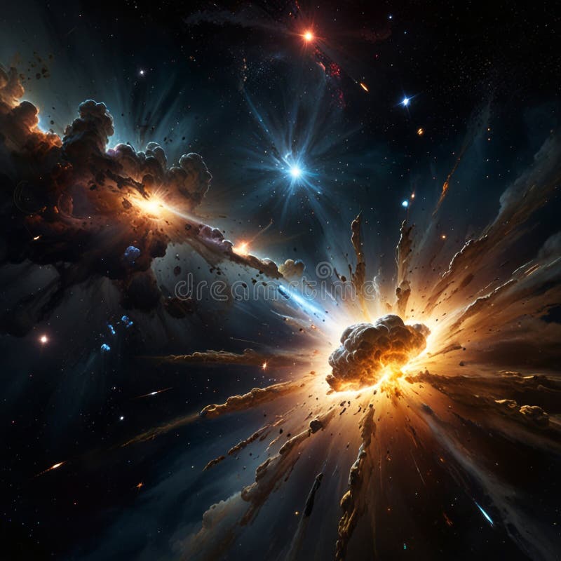 A Cosmic Explosion Lights Up the Vastness of Space. Stock Vector ...