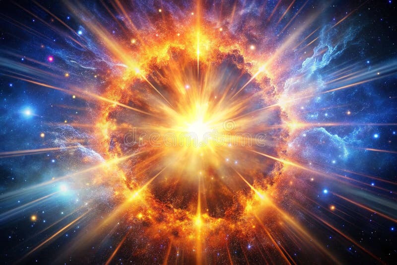 Cosmic explosion in nebula stock illustration. Illustration of space ...