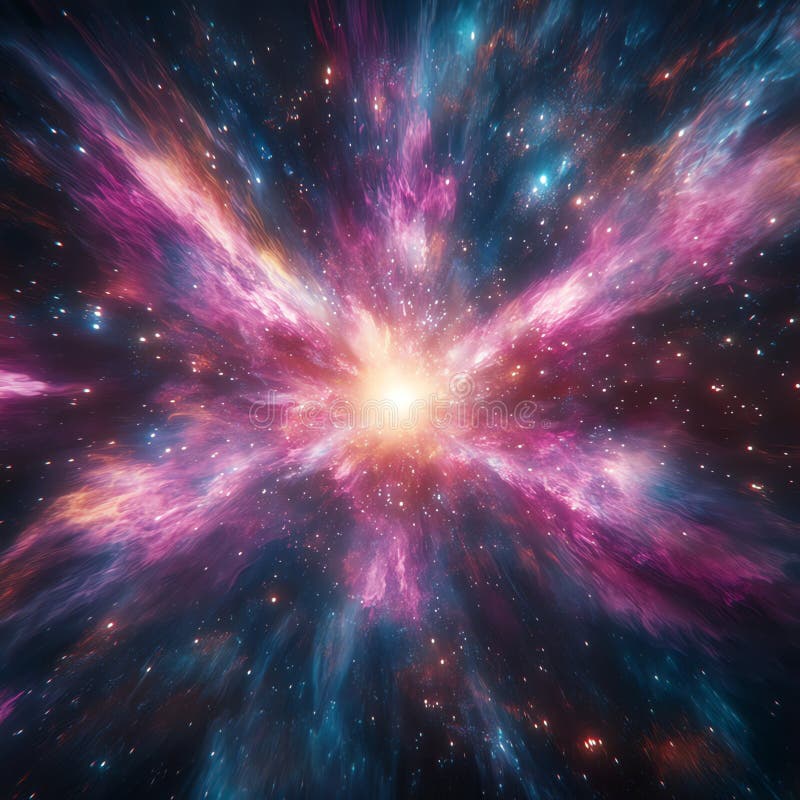 Cosmic Explosion Nebula Space Galaxy Art Stock Illustration ...