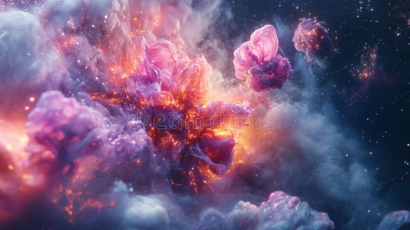 Cosmic Explosion of Pink Purple and Orange Fire Stock Illustration ...