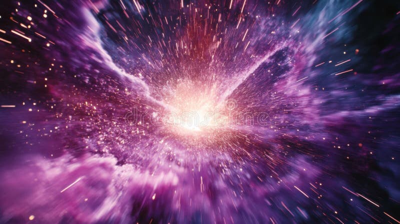 Cosmic Explosion of Purple Nebula and Radiant Stars Stock Illustration ...