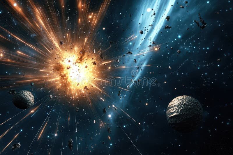 Cosmic Explosion Sending Debris through Space in a Distant Galaxy Stock ...