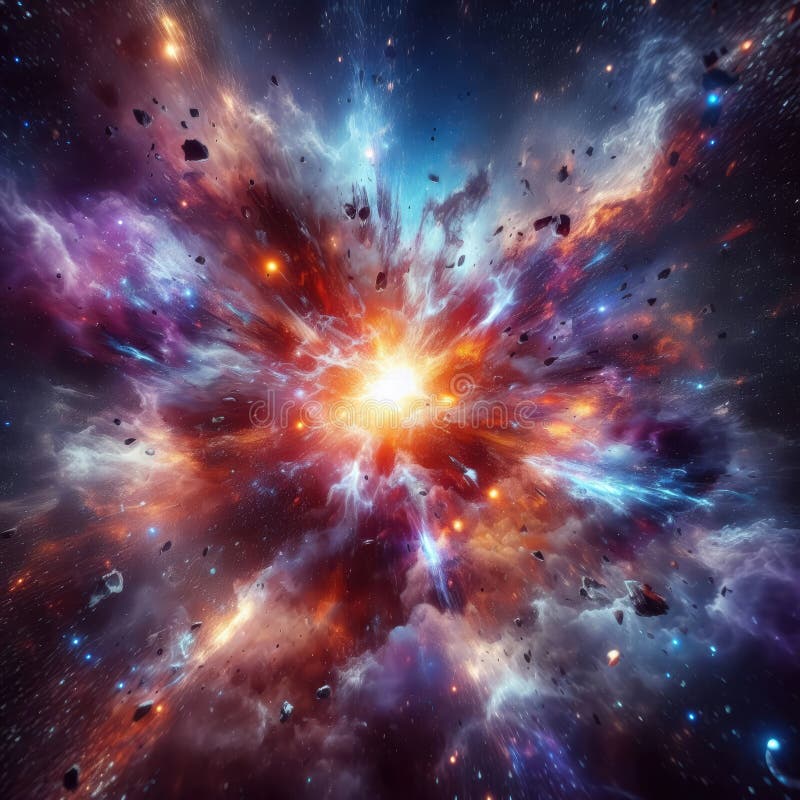 Cosmic Explosion Showing Vibrant Colors and Celestial Elements in a ...