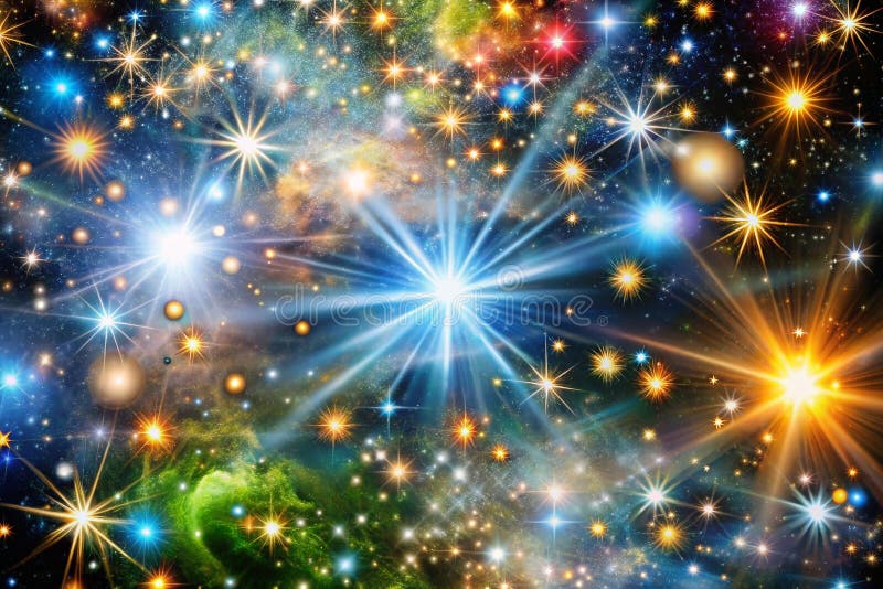 Cosmic Explosion of Stars, Nebulae, and Galaxies Stock Illustration ...